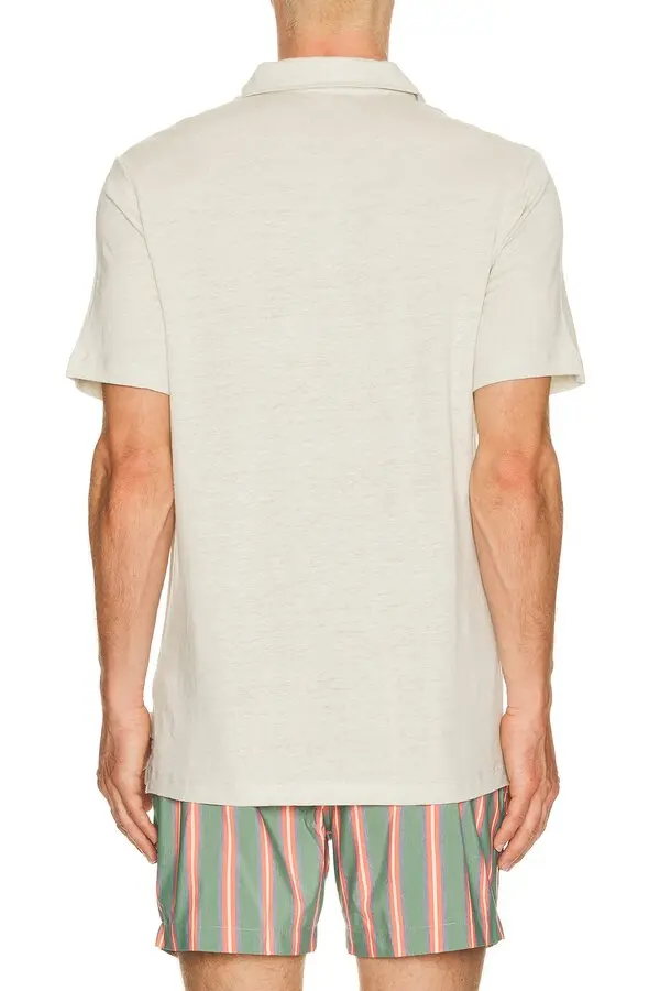 Onia Shaun Stretch Linen Polo - Bone