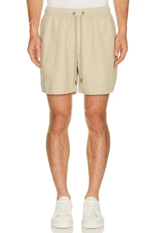 Onia Air Linen Pull On Short 6 In Brown - Dune