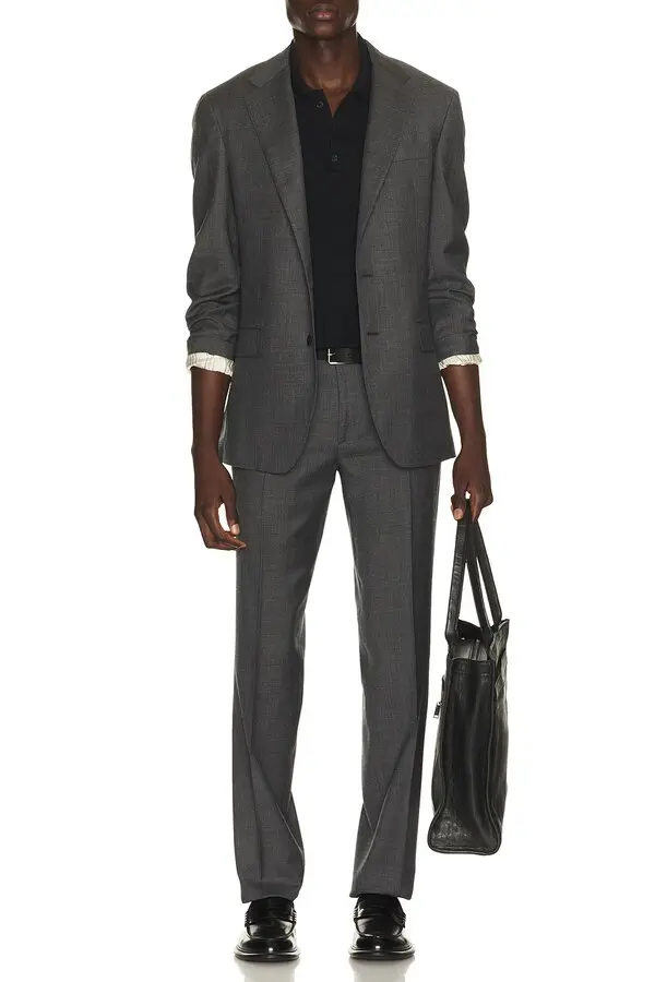 Polo Ralph Lauren 2-buton Single Breasted Sharkskin 2-piece Suit In Grey - Medium Grey Multi