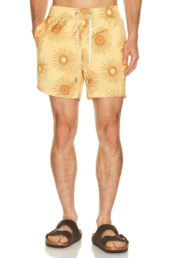 Onia Charles 5 Swim Trunk In Multi - Orange Multi