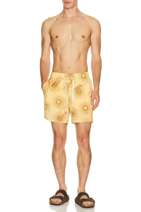 Onia Charles 5 Swim Trunk In Multi - Orange Multi