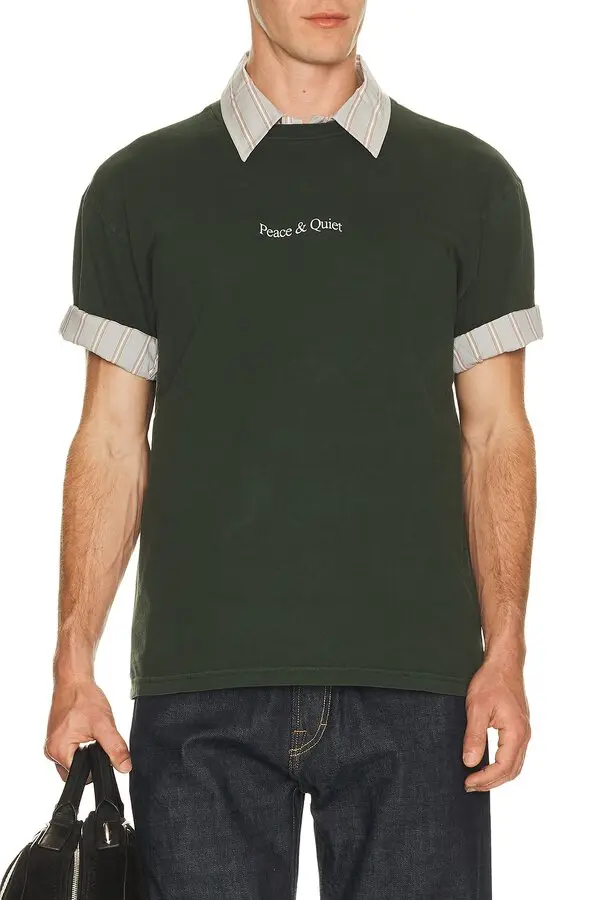 MUSEUM OF PEACE & QUIET Wordmark T-shirt In White - Forest