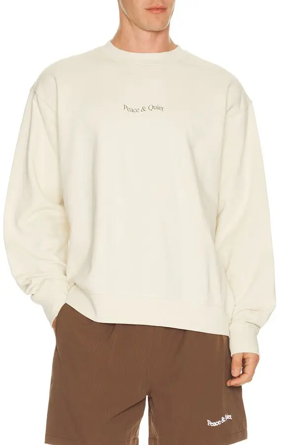 MUSEUM OF PEACE & QUIET Wordmark Lightweight Sweater In Cream - Bone