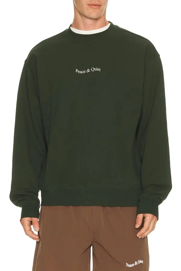 MUSEUM OF PEACE & QUIET Wordmark Lightweight Sweater In Cream - Forest