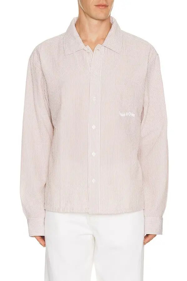 MUSEUM OF PEACE & QUIET Wordmark Button Up - Brown