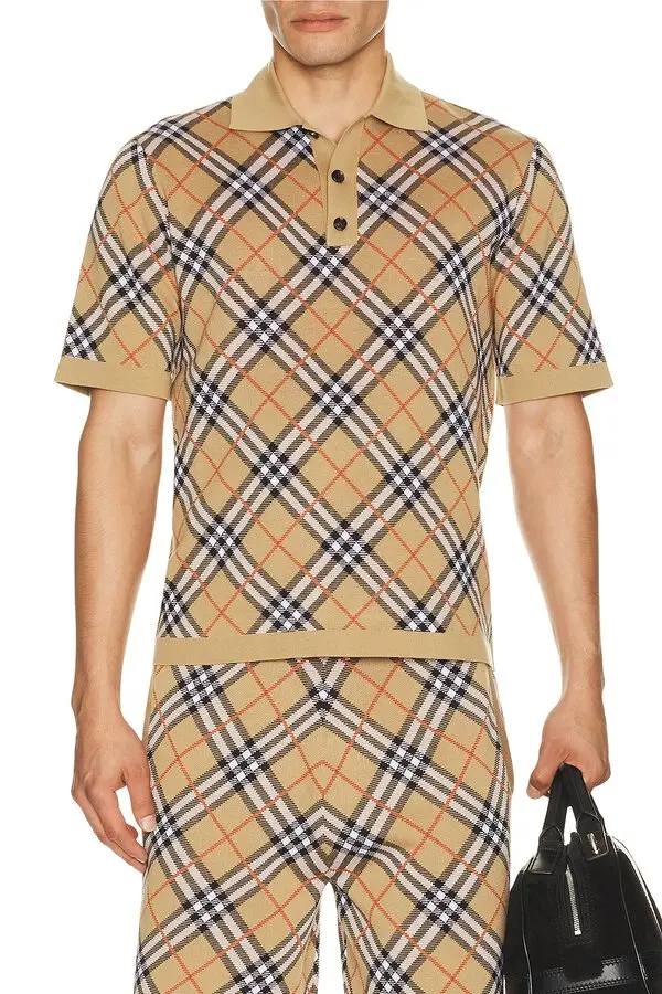 Burberry Marlow Short Sleeve Shirt In Brown - Sand Check