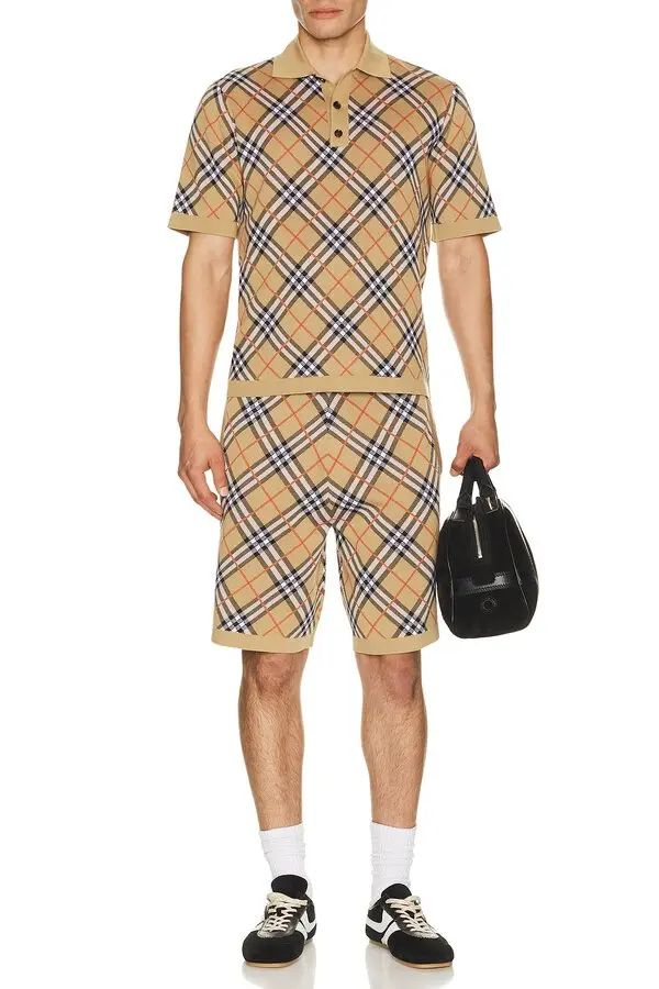 Burberry Marlow Short Sleeve Shirt In Brown - Sand Check