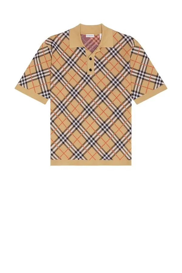 Burberry Marlow Short Sleeve Shirt In Brown - Sand Check