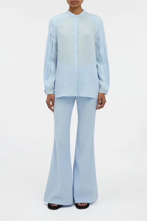 Gabriela Hearst Laetitia Blouse In Aloe Linen - Light Blue