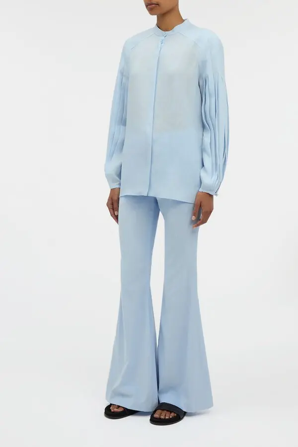 Gabriela Hearst Laetitia Blouse In Aloe Linen - Light Blue