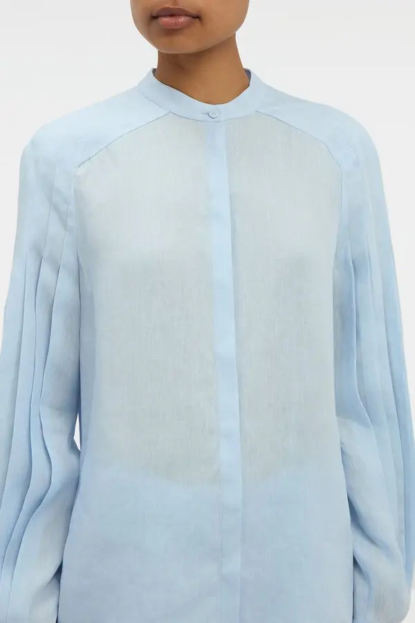 Gabriela Hearst Laetitia Blouse In Aloe Linen - Light Blue