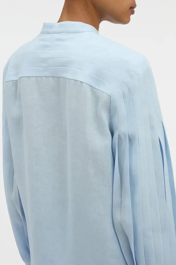 Gabriela Hearst Laetitia Blouse In Aloe Linen - Light Blue