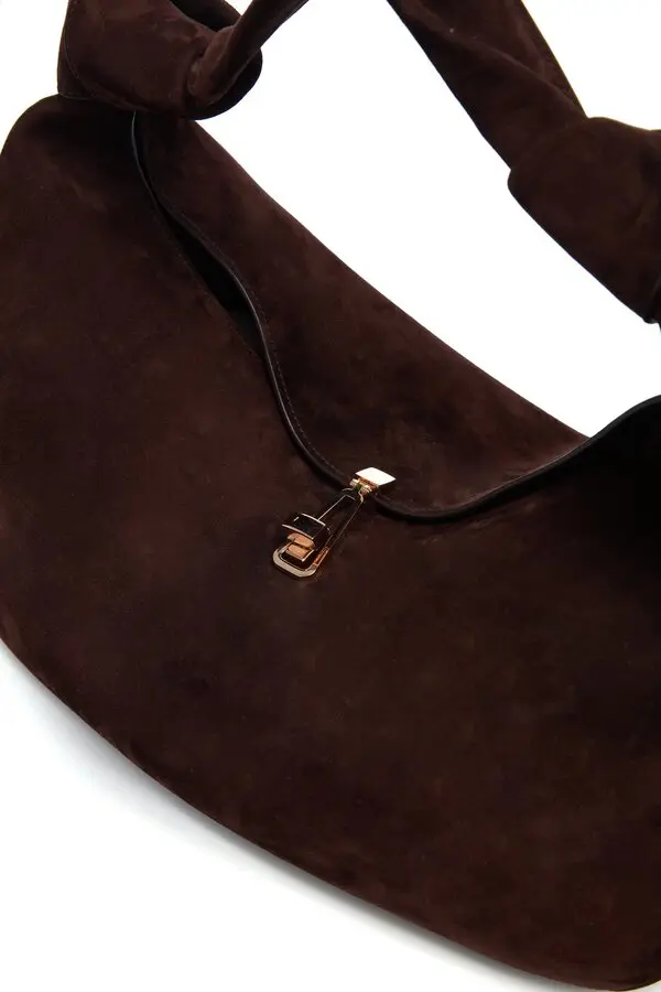 Gabriela Hearst Small Antonia Bag In Suede - Dark Brown