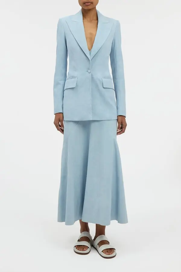 Gabriela Hearst Leiva Suede Blazer - Light Blue