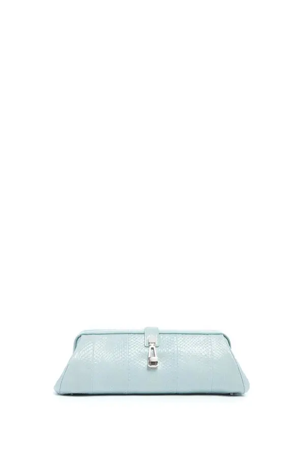 Gabriela Hearst Paola Clutch In Snakeskin - Light Blue