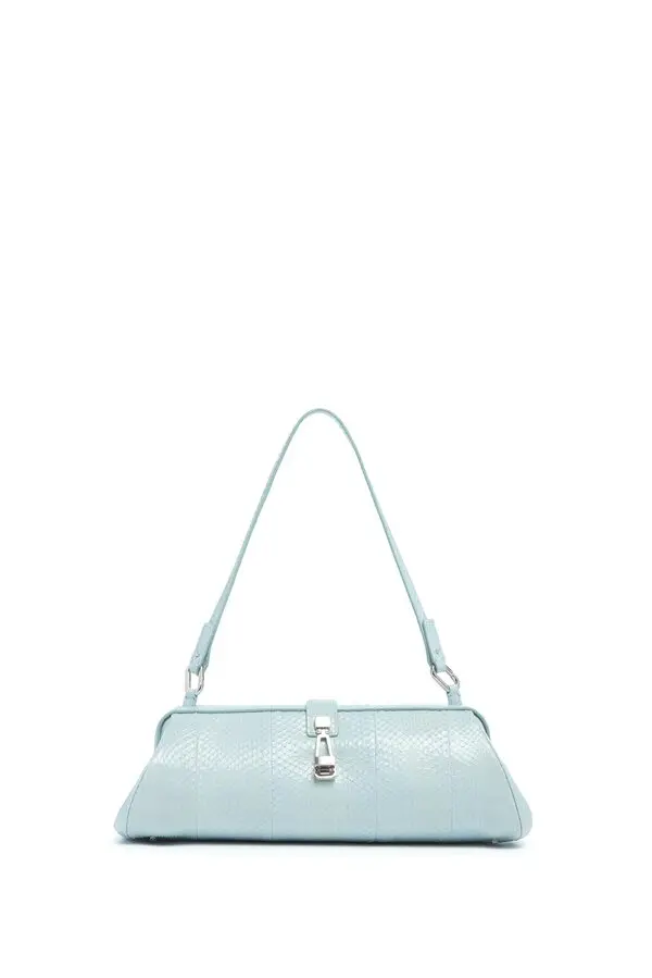 Gabriela Hearst Paola Clutch In Snakeskin - Light Blue