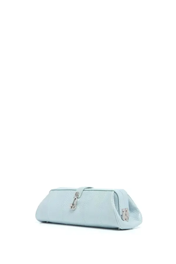 Gabriela Hearst Paola Clutch In Snakeskin - Light Blue