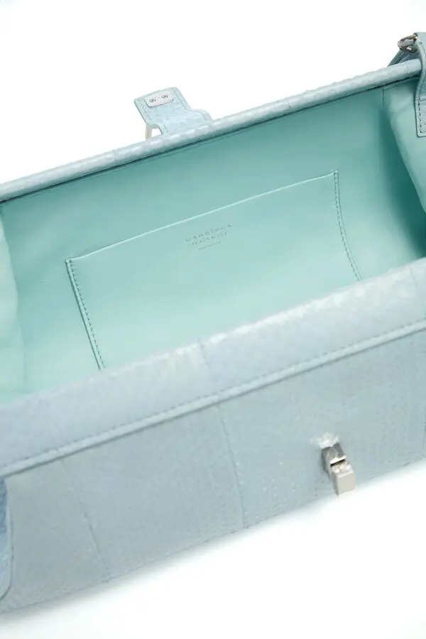 Gabriela Hearst Paola Clutch In Snakeskin - Light Blue