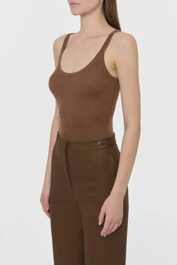 Gabriela Hearst Cinxia Knit Tank Top In Cashmere Silk Blend - Chestnut