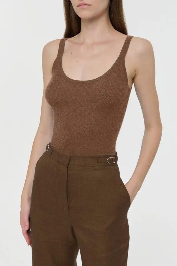 Gabriela Hearst Cinxia Knit Tank Top In Cashmere Silk Blend - Chestnut