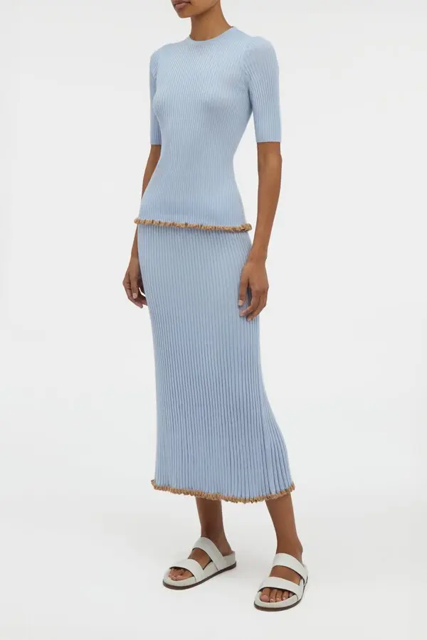 Gabriela Hearst Mireya Knit Top In Cashmere Silk - Halogen Blue