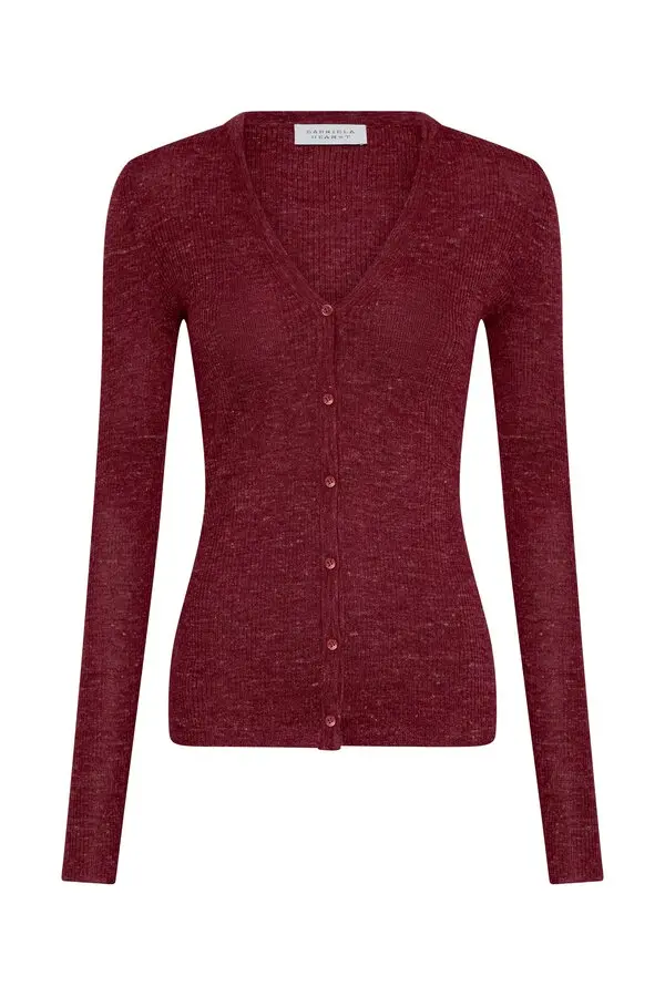 Gabriela Hearst Aiste Knit Cardigan In Cashmere Silk With Hemp - Bordeaux