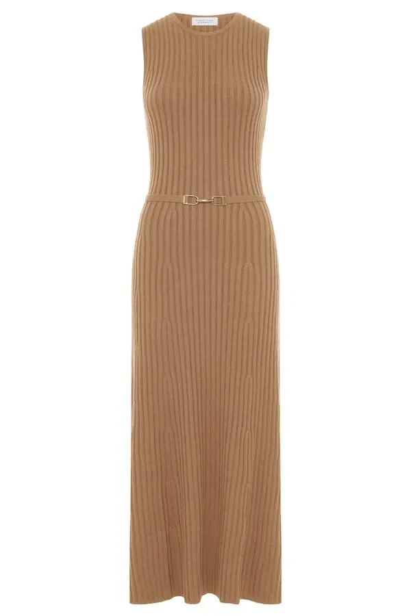 Gabriela Hearst Meier Knit Midi Dress In Merino Wool Cashmere - Camel