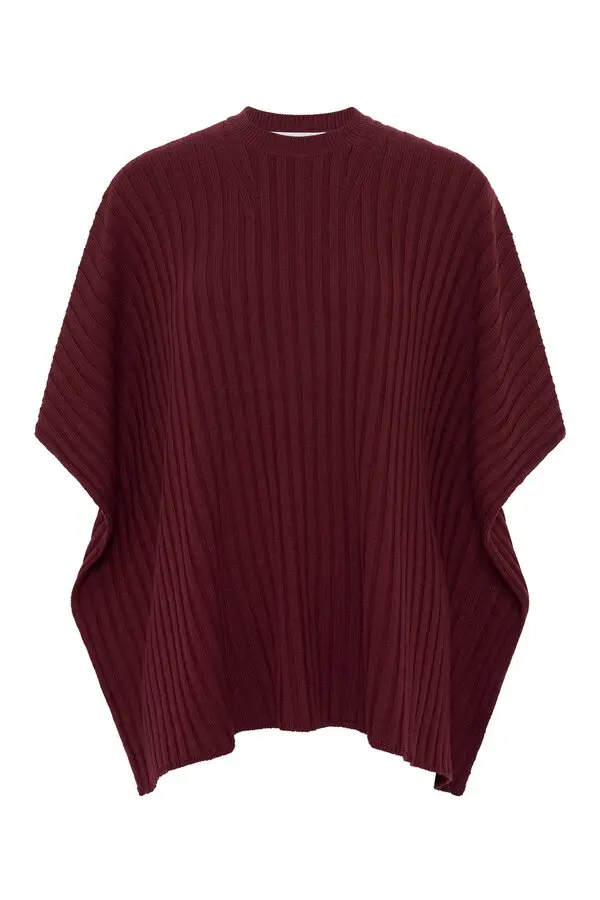 Gabriela Hearst Baron Knit Cropped Poncho In Merino Wool Cashmere - Bordeaux