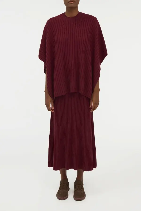 Gabriela Hearst Baron Knit Cropped Poncho In Merino Wool Cashmere - Bordeaux