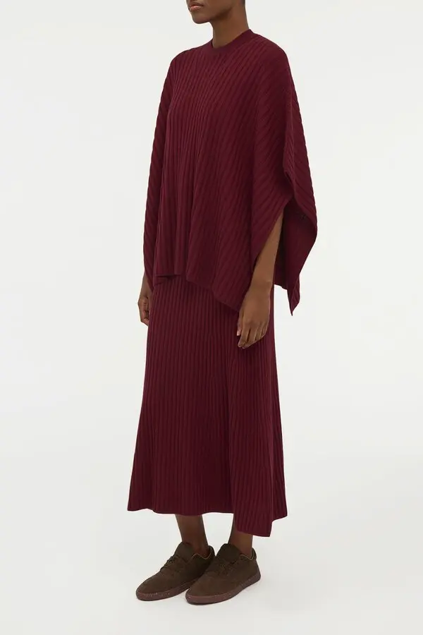 Gabriela Hearst Baron Knit Cropped Poncho In Merino Wool Cashmere - Bordeaux