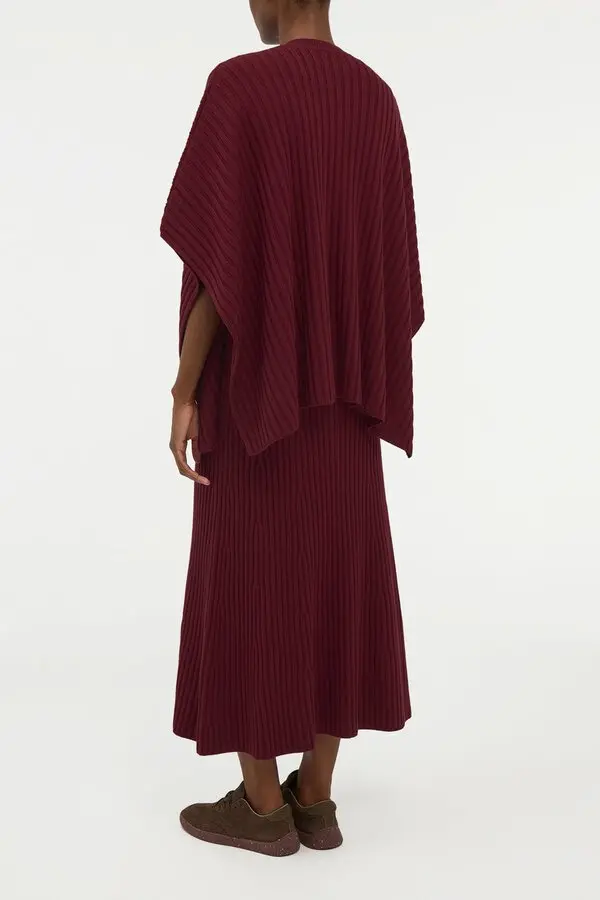 Gabriela Hearst Baron Knit Cropped Poncho In Merino Wool Cashmere - Bordeaux