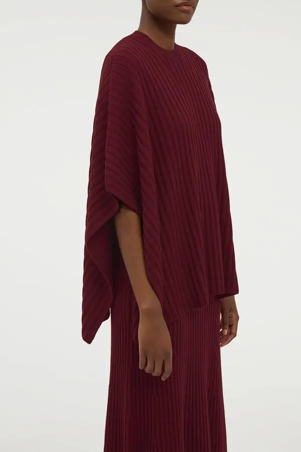 Gabriela Hearst Baron Knit Cropped Poncho In Merino Wool Cashmere - Bordeaux