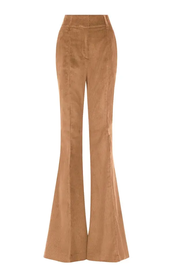 Gabriela Hearst Ianthe Flare Pant In Sea Island Cotton Corduroy - Camel