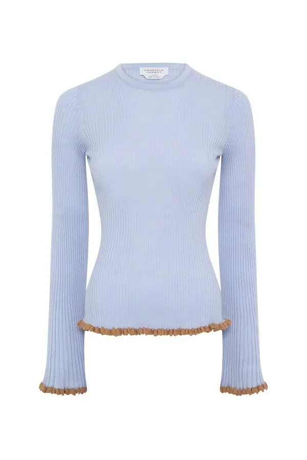 Gabriela Hearst Erya Knit Crewneck Sweater In Cashmere Silk - Halogen Blue
