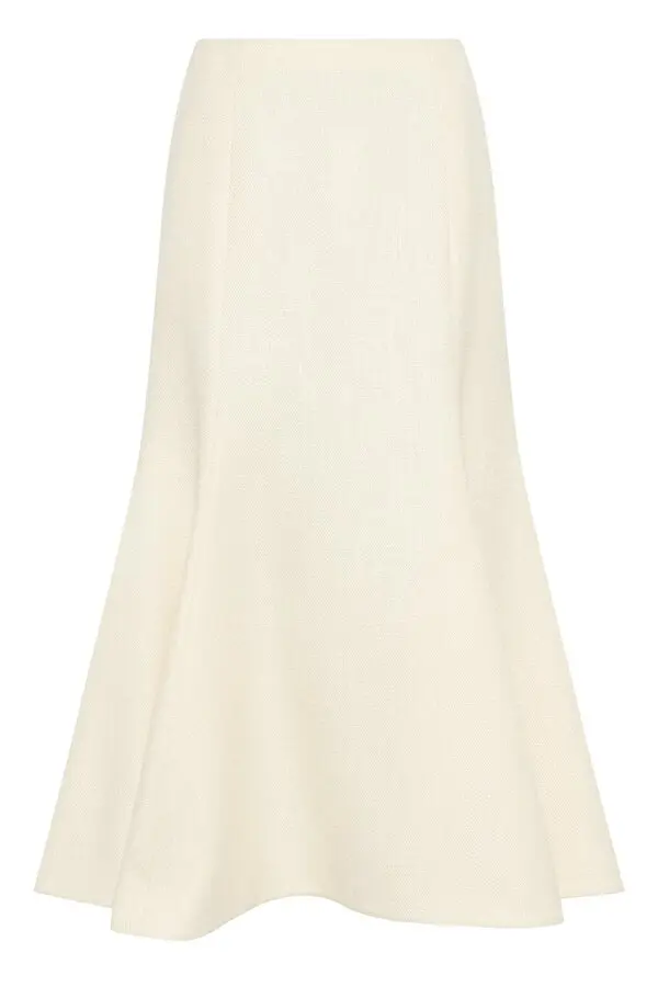 Gabriela Hearst Patterson Skirt In Virgin Wool Silk Slub - Ivory