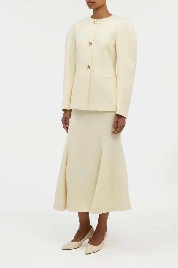Gabriela Hearst Patterson Virgin Wool Silk Slub Skirt - Ivory