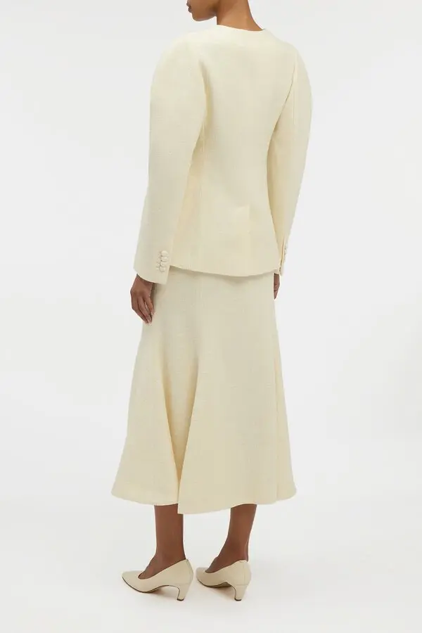 Gabriela Hearst Patterson Virgin Wool Silk Slub Skirt - Ivory