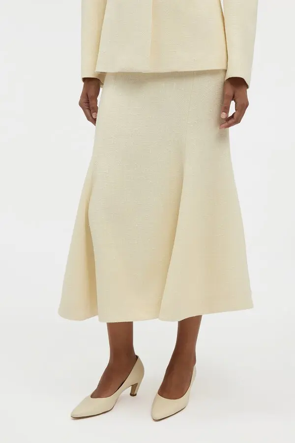Gabriela Hearst Patterson Virgin Wool Silk Slub Skirt - Ivory