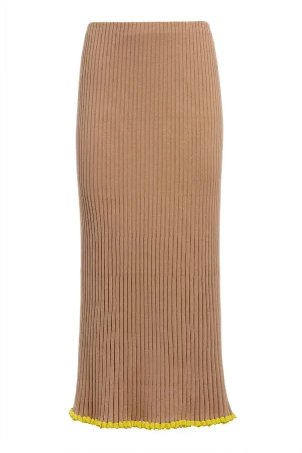 Gabriela Hearst Kavya Knit Maxi Skirt In Cashmere Silk - Camel