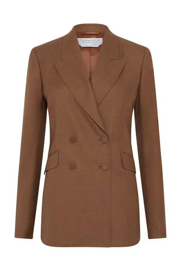 Gabriela Hearst Angela Blazer In Wool Silk - Chestnut