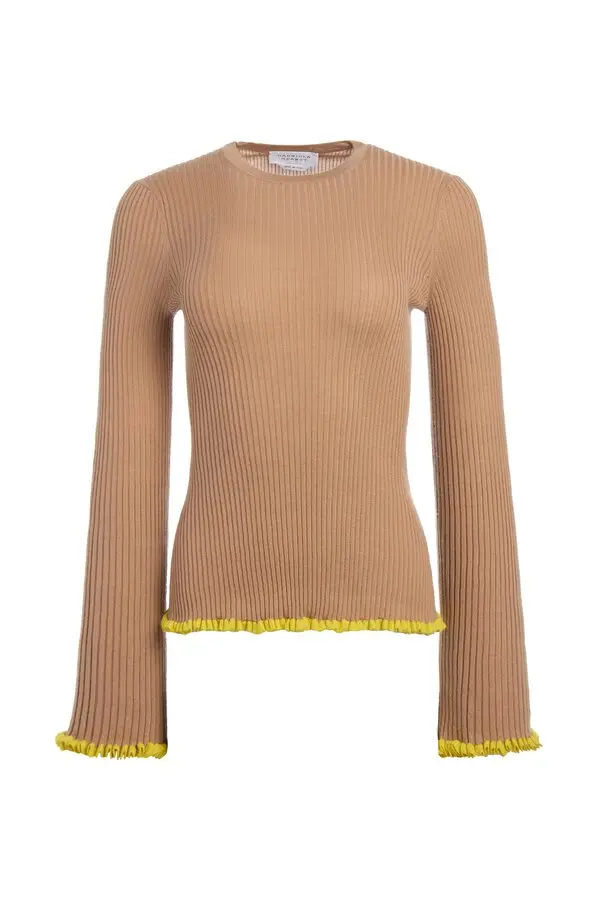 Gabriela Hearst Erya Knit Crewneck Sweater In Cashmere Silk - Camel