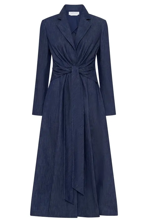 Gabriela Hearst Yunara Knotted Maxi Dress In Recycled Cotton - Denim