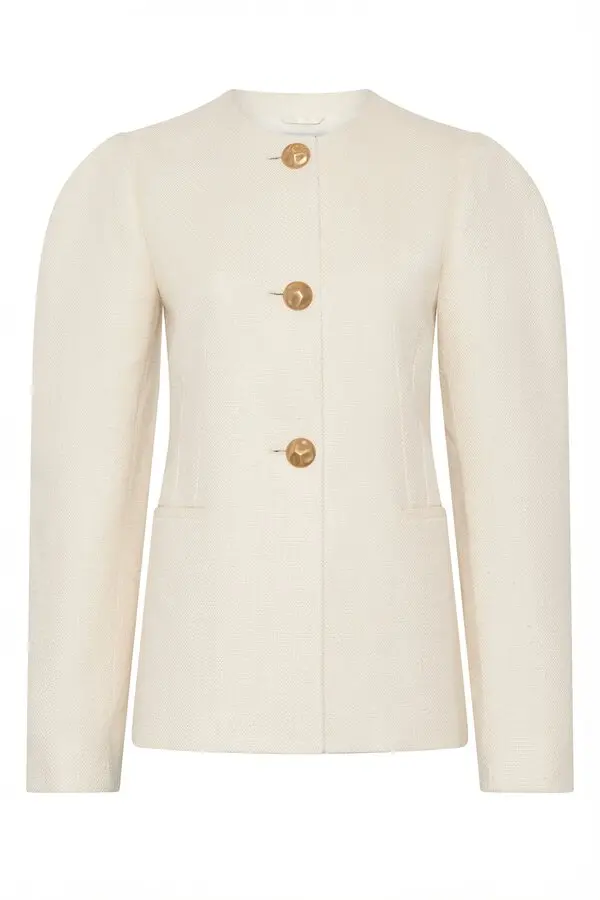 Gabriela Hearst Daelan Jacket In Virgin Wool Silk Slub - Ivory