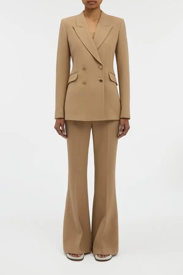 Gabriela Hearst Rhein Flare Pant In Virgin Wool Crepe - Camel