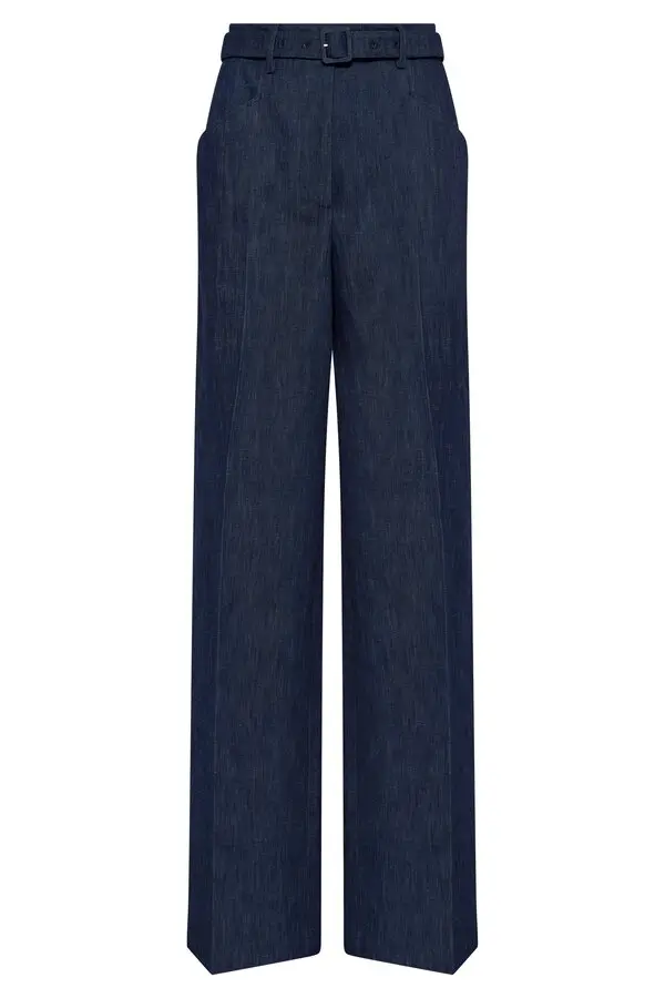 Gabriela Hearst Norman Wide-leg Pant In Recycled Cotton - Denim