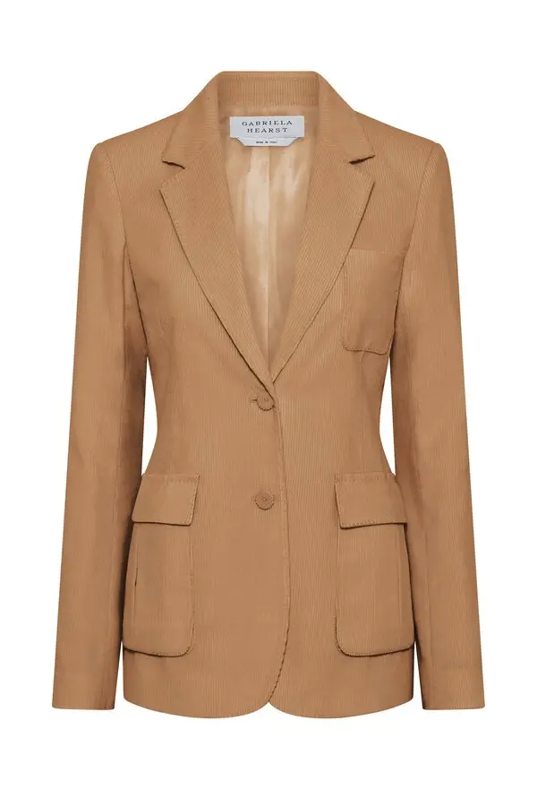 Gabriela Hearst Louisa Blazer In Sea Island Cotton Corduroy - Camel