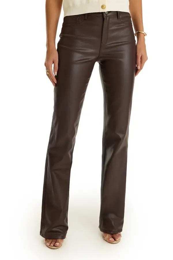 THE NOLI SHOP Aria Coated Flare Jean - Espresso
