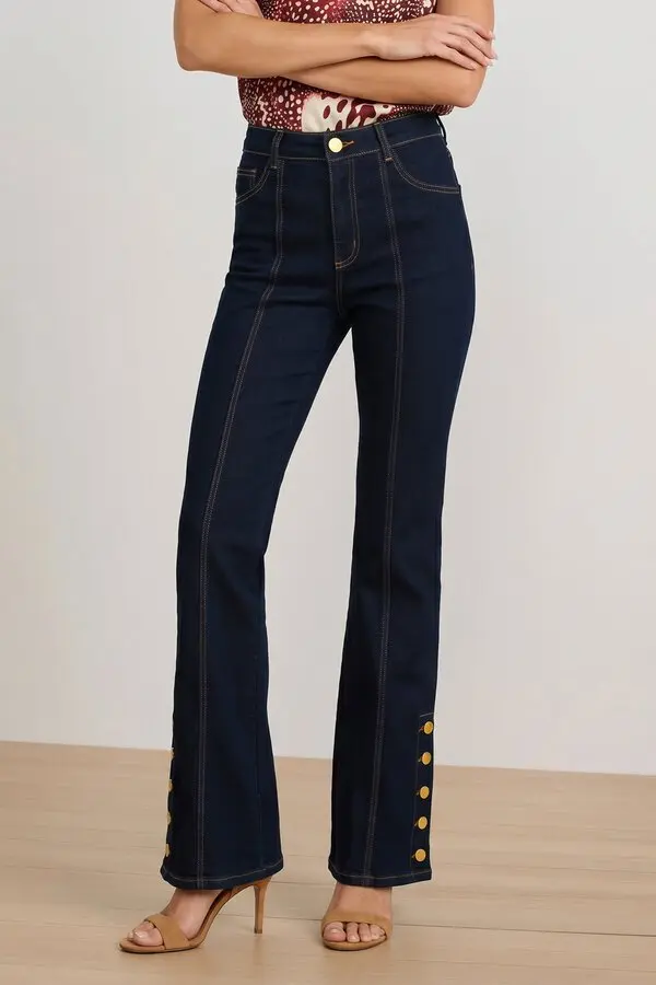 THE NOLI SHOP Veronica Button Jean - Indigo