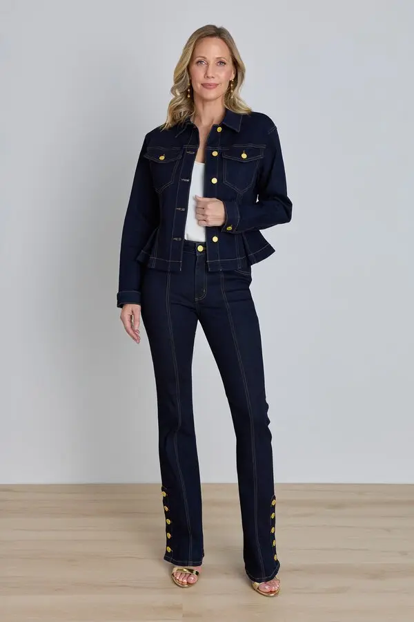 THE NOLI SHOP Veronica Button Jean - Indigo