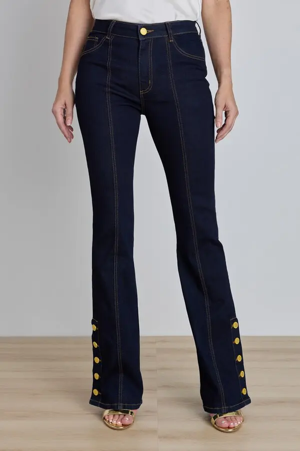 THE NOLI SHOP Veronica Button Jean - Indigo